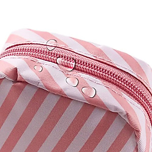 DSDFIDn Makeup Bag Lazy Cosmetic Bag Travel Toiletry Bag for Purse Small Makeup Headphone Lipstick Bag with Zipper Waterproof Travel Accessories for Women Pink Stripe