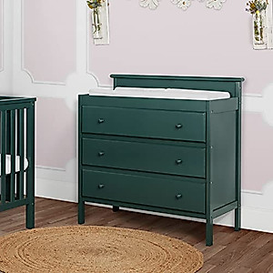 Dream On Me Mason Modern Changing Table with Free Changing Pad in Olive, Three Spacious Drawers, Made of New Zealand Pinewood, Includes 1" Mattress Pad and Anti-Tipping Kit