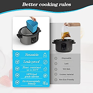 Reusable Slow Cooker Divider Crock pot divider silicon insert Foldable 3-8 Quart Silicone Slow Cooker liners Slow Cooker Liners Blue+Grey