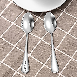 Personalized Custom tablespoon stainless steel，Custom Teaspoon stainless steel Engraved name ice cream Spoon Personalized Valentine's Day Easter Anniversary Wedding Gift (Silver)