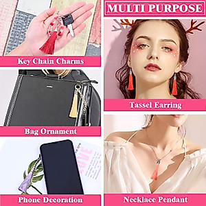 Tassels for Jewelry Making, Caffox 120PCS Keychain Tassel Charms Bulk, Silky Handmade Tassels for Earrings Bracelets Necklaces and DIY Craft