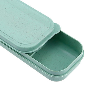 MY MIRONEY 4 Pieces Travel Tableware Storage Box Portable Cutlery Storage Box Case Chopsticks Spoon Fork Travel Utensils Storage Box, Pink, Blue, Beige, Green