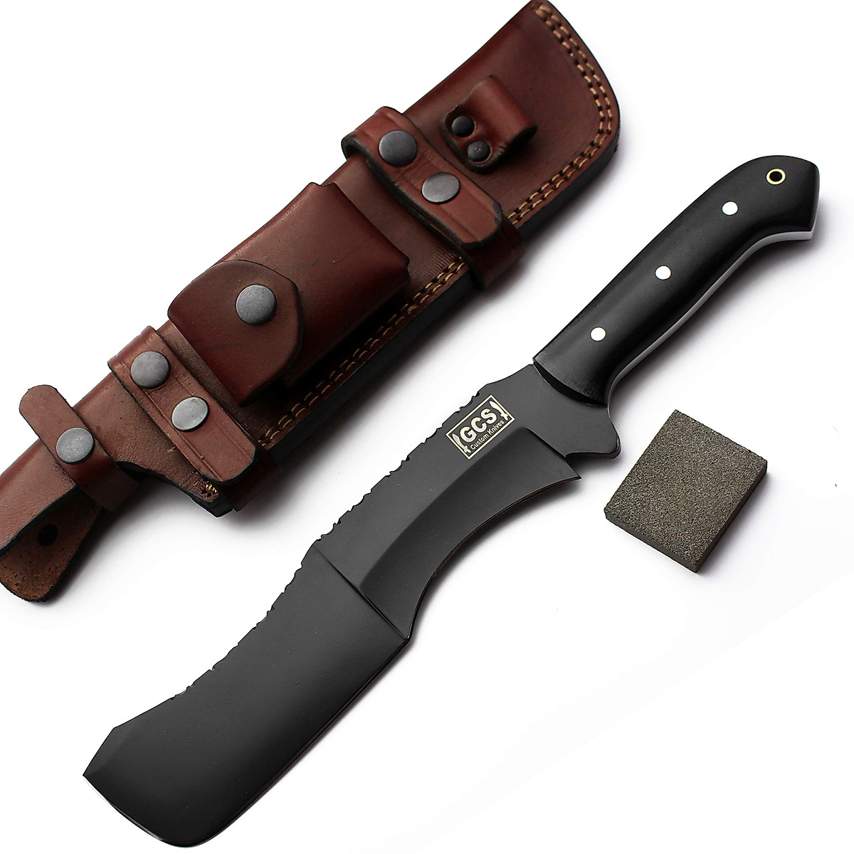 GCS Handmade Micarta Handle D2 Tool Steel Tactical Hunting Knife with leather sheath Full tang blade designed for Hunting & EDC GCS 238