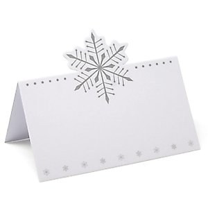 Gift Boutique 100 Pack Christmas Cards Holiday Seating Name Card Die Cut Xmas Snowflake Table Setting Folded Paper Tent Cards for Winter Wonderland Dinner Wedding Tables Party Decorations 2" x 3.5"