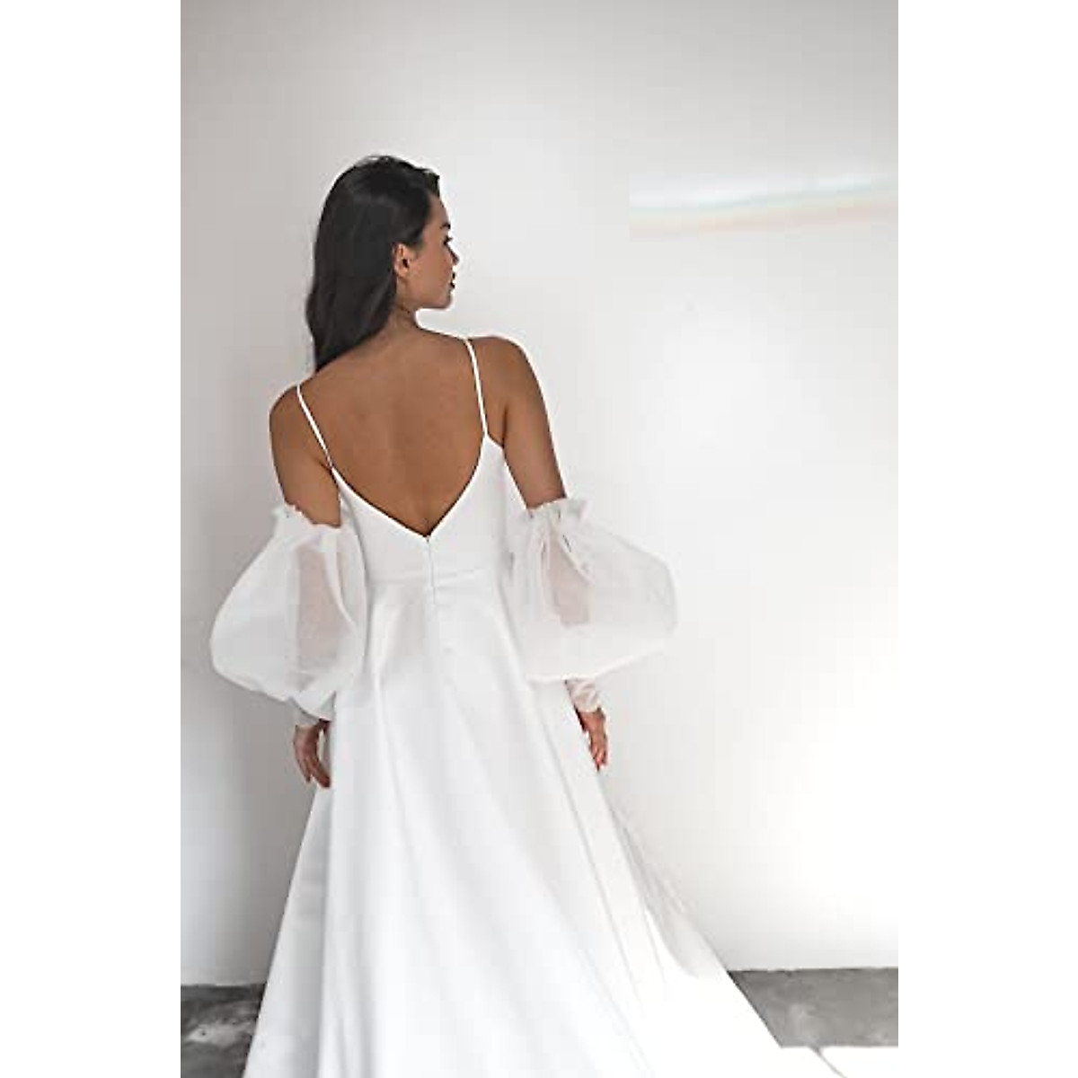 Passat Ivory Long Detachable Chiffon Puff Sleeves For Wedding Dress Spark Detachable Sleeves For Wedding Dresses Add On 04