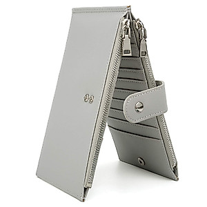 YALUXE Women's Card Wallet RFID Blocking Vegan Leather 19 Cards Holder with Zipper Pocket for Phone