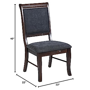 FurnitureR Set of 4 Solid Wood Legs Traditional Style Seat Cushion and Backrest Kitchen Living Room Dining Chair, Grey