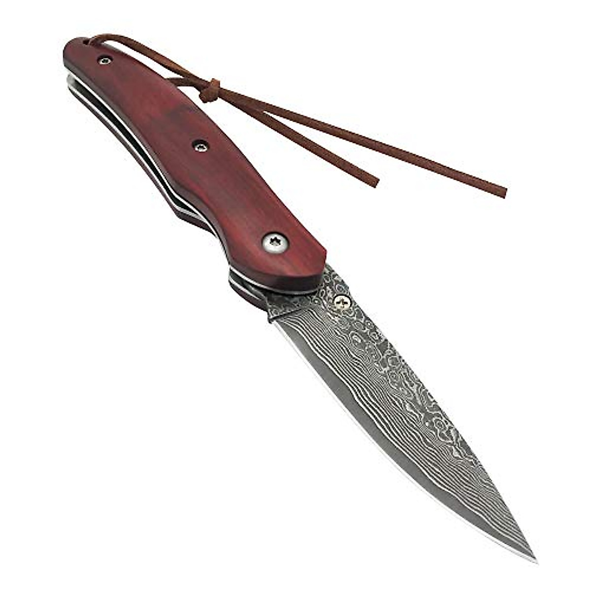 ALBATROSS HGDK004 Awesome EDC Damascus Pocket Folding Knife lanyard, Rosewood Handle, Gifts/Collections