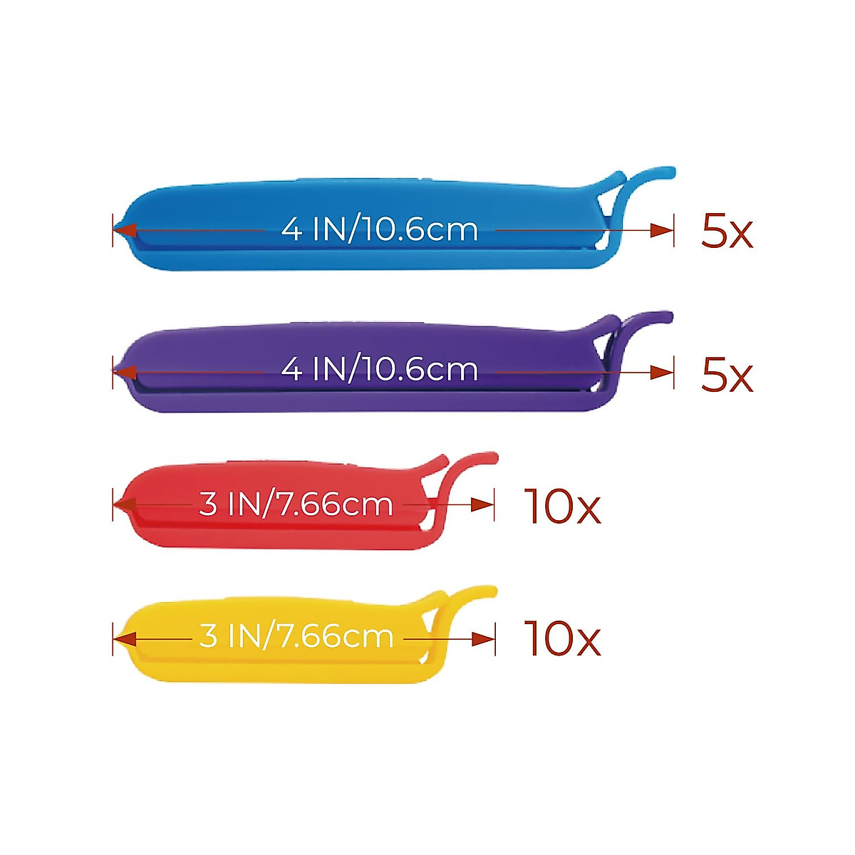 Keenpioneer Decorating Bag Sealing Clips, 32 Pack, Multipurpose for Food and Snack Storage, 3inch and 4inch Long