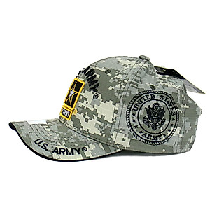 US Army Hat Army Embroidery Military Official Licensed Adjustable Baseball Cap (ACU - Star Logo)