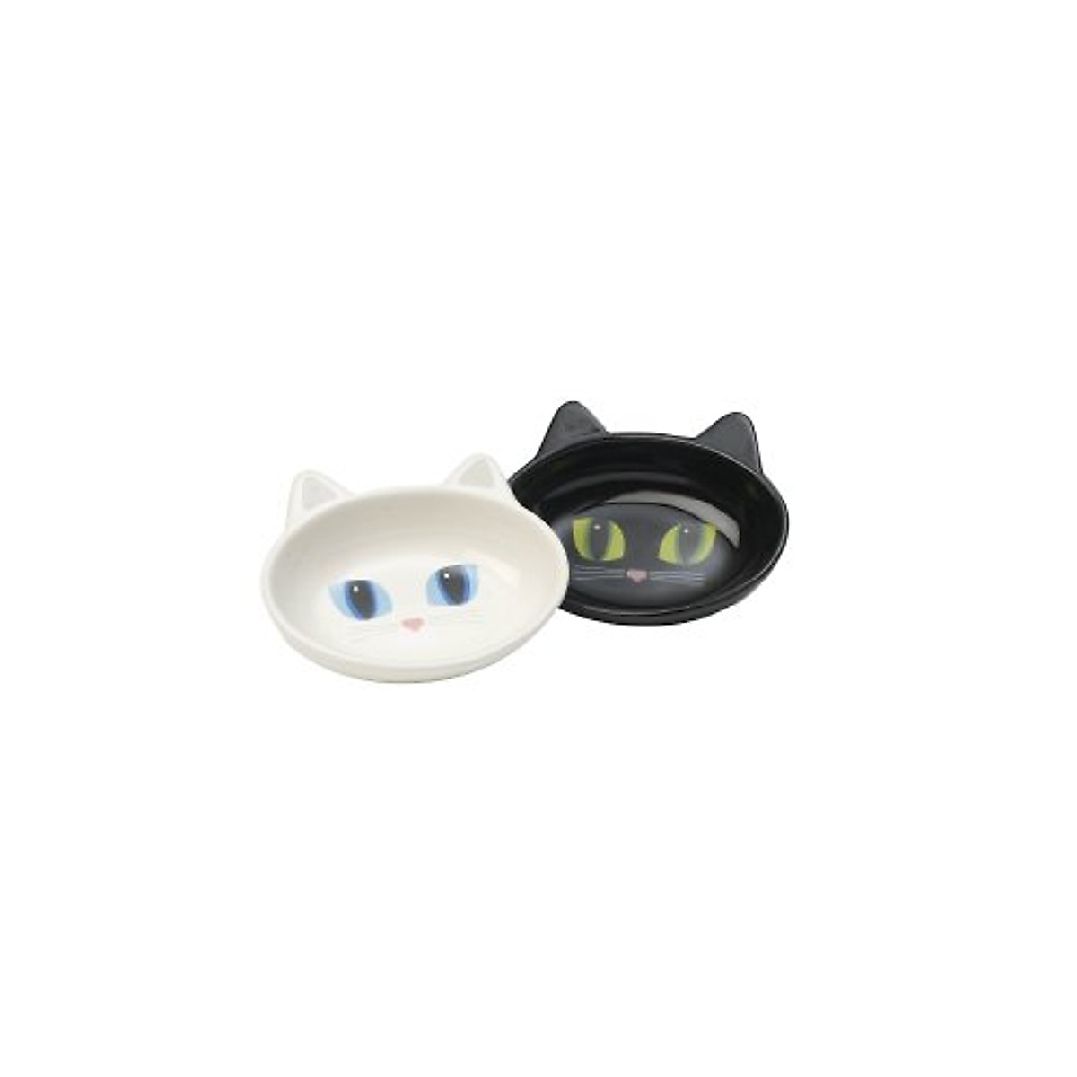 PetRageous 10011 Oval Frisky Kitty Stoneware Cat Bowl 5.5-Inch Wide and 1.5-Inch Tall Saucer with 5.3-Ounce Capacity and Dishwasher Safe is Great for Cats, Black