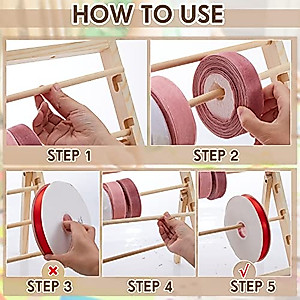 Juexica Wood Ribbon Organizer Storage Ribbon Rack Holder Organizer for Christmas Gift Wrapping Paper, Cellophane, Vinyl Rolls, Arts & Crafts Items