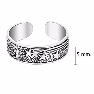 AeraVida Stellar Sky Sun Moon and Shooting Stars .925 Sterling Silver Toe Ring or Pinky Ring