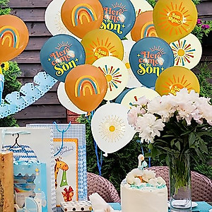 Here Comes The Son Baby Shower Decorations,35pcs Boho First Trip Around The Sun Balloon,Sunshine Party Retro Latex Balloons for You are My Sunshine Baby Shower Decoration Supplies