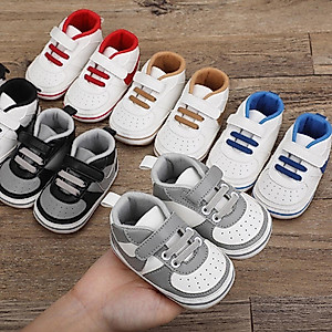 Clowora Unsex Baby Shoes Boys Girls Infant Sneakers Non-Slip Soft Rubber Sole Toddler Crib First Walker Lightweight Shoes(A03/Grey,6-12 Months)