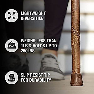Brazos Rustic Wood Walking Stick, Twisted Sweet Gum, Traditional Style Handle, for Men & Women, Made in the USA, 55"