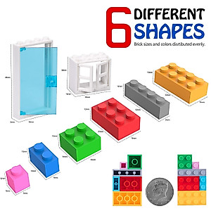 Building Bricks 1500 Pcs, Naivtu Building Blocks for Kids Ages 4-8, Bulk Toy Building Sets with Windows,Doors and Wheels, Classic Creative Bricks Compatible with All Major Brands