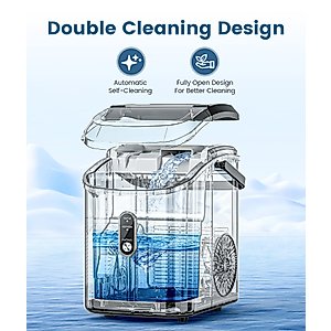 COWSAR Nugget Ice Makers Countertop, Pebble Ice Maker Machine with Soft Chewable Ice, 34Lbs/24H, Self-Cleaning, One-Click Operation, Pellet Ice Maker Countertop for Home/Kitchen/RV/Camping