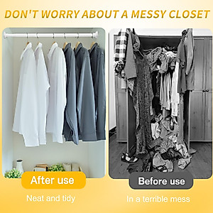 Luvenia Closet Rod White, 30 to 64 Inch No Drilling Adjustable Closet Rods for Hanging Clothes Heavy Duty Metal Closet Poles for Wardrobes Closet, Bathroom, Windows(with Holder)