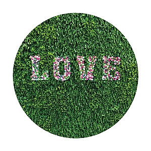 AWERT Polyester Diameter 5ft Round Green Leaf Wall Backdrop with Love Font Wedding Ceremony Bridal Shower Valentine's Day Mother's Day Photography Background Baby Shower Decoration Supplies