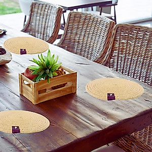 VintFlea Jute Round Coaster Placemats for Dining Table,Pans,Hot Dishes and Pots Protecting Your Table in Style Set of 4 (11 X 11 Inches) Beige