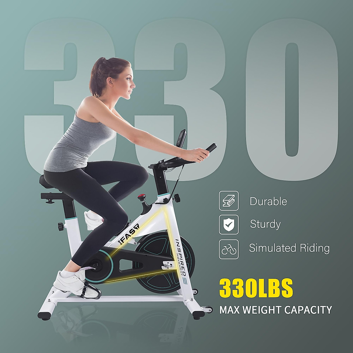 Magnetic Resistance Exercise Bike 330 lbs Weight Capacity Smooth Silent 40LB Heavy Flywheel Indoor Cycling Stationary Bike with LCD Monitor for Home Gym Cardio Workout