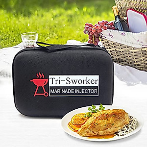 Tri-Sworker Meat Injectors for Smoking with Case and 4 Flavor Food Injector Syringe Needles, Injector Marinades for Meat, Turkey, Brisket; 2-oz; Including Paper and E-Book (PDF) User Manual