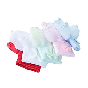 Twtility Toddler Baby Girls Ruffle Lace Socks Princess Dress Double Lace Cotton White Frily Socks