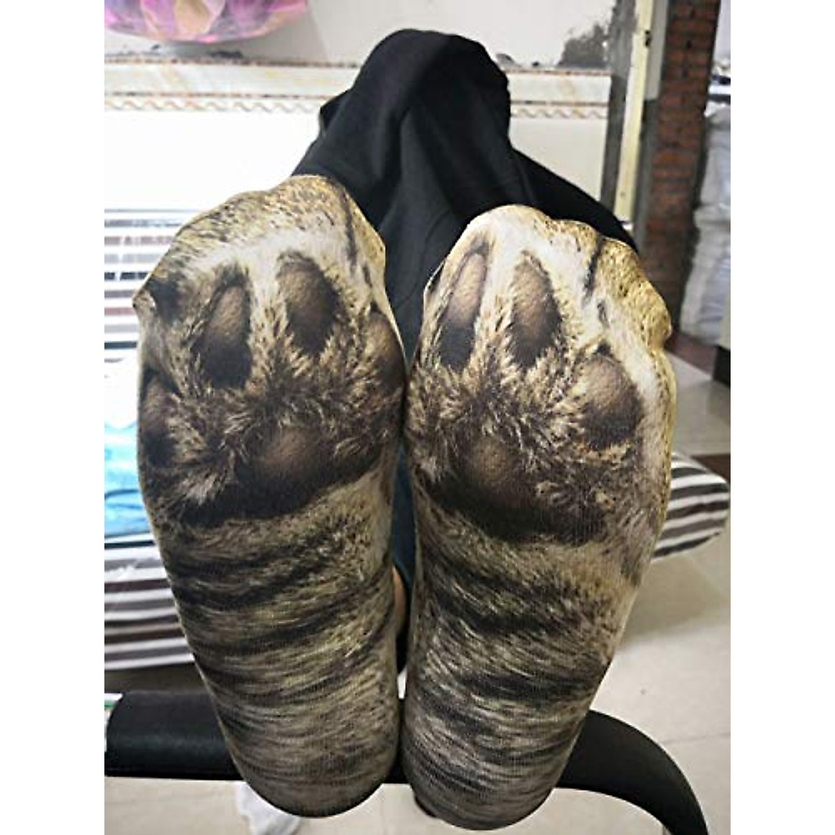 8 Pairs Animal Paw Socks Funny Weird Christmas Gifts Stocking Stuffers Novelty Crazy Crew Socks for Women Men Boys Girls Kids (35cm, Dinosaur Cat Tiger Leopard Eagle Dog Orange Cat Camel)