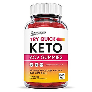 Justified Laboratories (3 Pack) Try Quick Keto ACV Gummies 1000MG with Pomegranate Juice Beet Root B12 180 Gummys