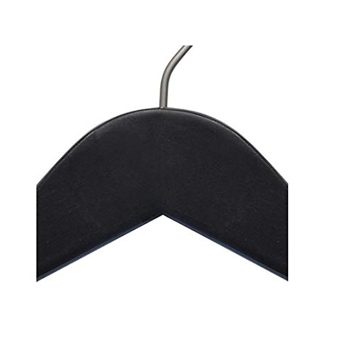 NAHANCO 20217 17” Flat Wooden Top Hanger with Notches, Brushed Chrome Hook, Black (Pack of 100)