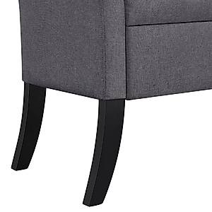 Yaheetech Fabric Modern Tufted Large Storage Bench with Rolled Arms Cushioned Storage Bench Entryway Bench Functional Storage Bench Footstool Foot Rest for Living Room Bedroom Window Side Dark Gray