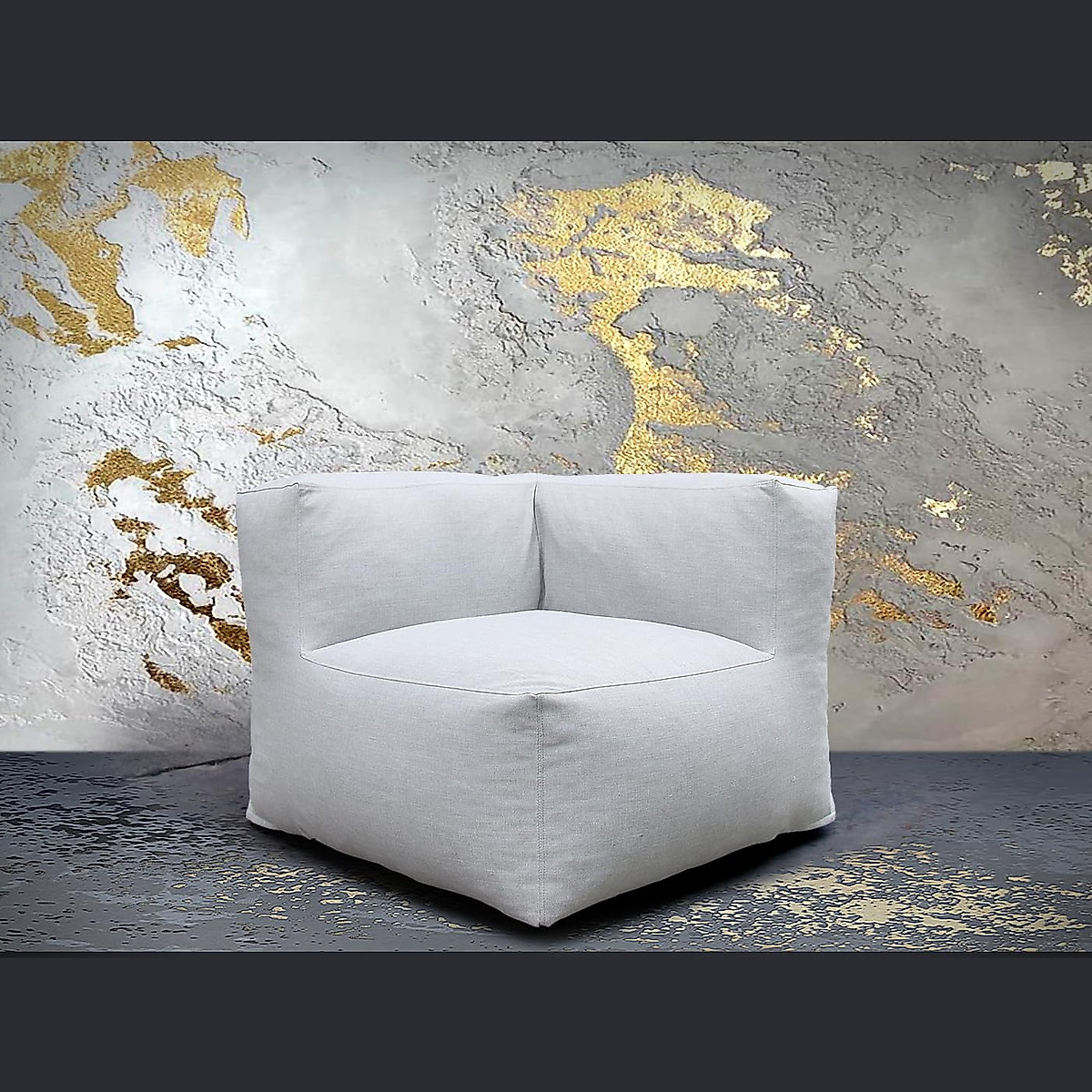 Dineli Modern ANNY-H Corner Chair Outdoor Furniture Patio Couch Creating a Unique Patio Garden Modular Contemporary Sofa (Light Gray)