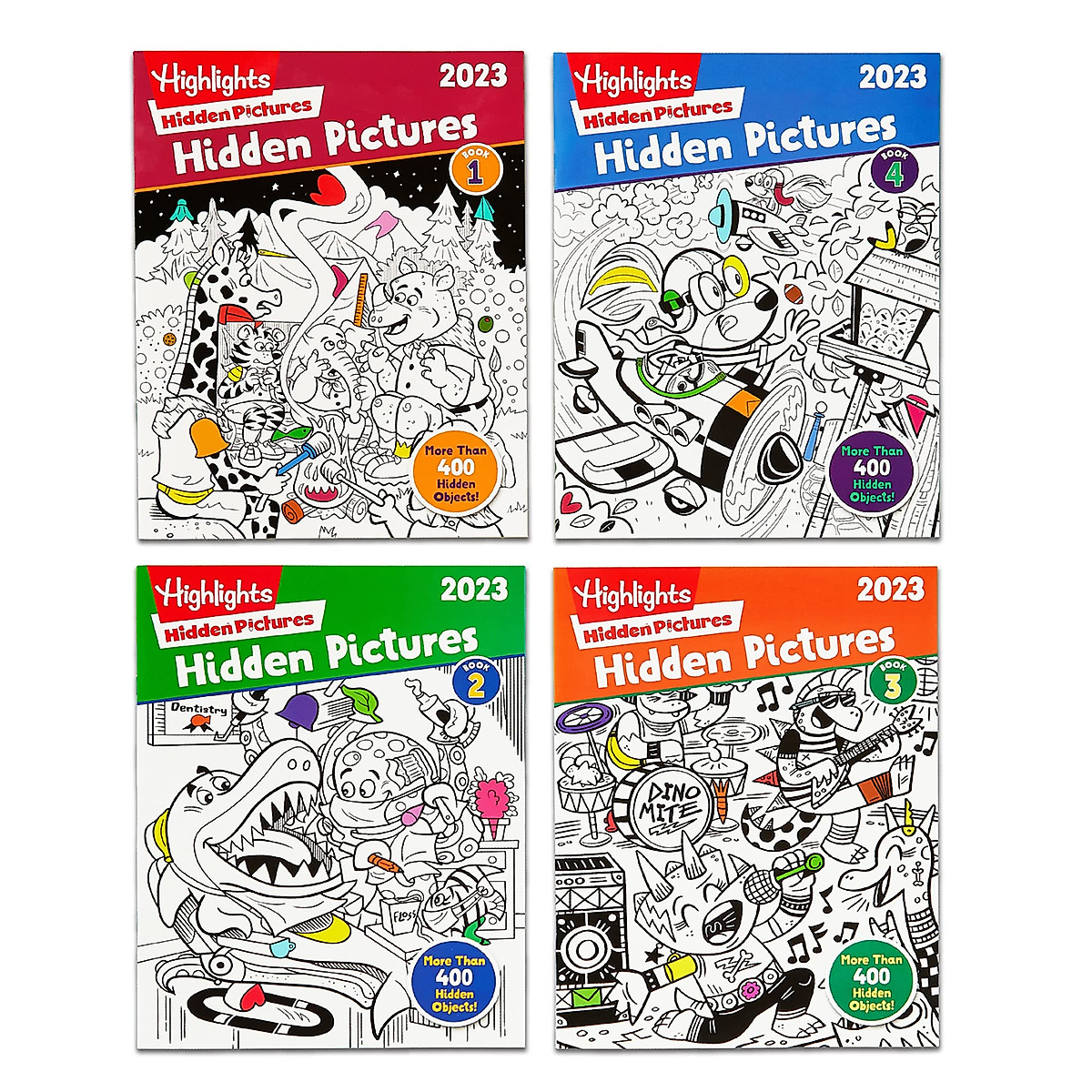 Highlights Hidden Pictures 2023 Activity Books for Kids Ages 6 and Up, 4-Book Set of Travel-Friendly Screen Free Seek and Find Fun, Books Double as Coloring Books