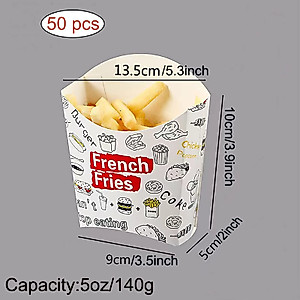 YAPULLYA 5 oz 50-Pack French Fry Containers Box Cups, Disposable Paperboard French Fries Holders, Kid's Snack Container for Party