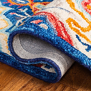 SAFAVIEH Aspen Collection Area Rug - 9' x 12', Blue & Rust, Handmade Boho Wool, Ideal for High Traffic Areas in Living Room, Bedroom (APN526M)