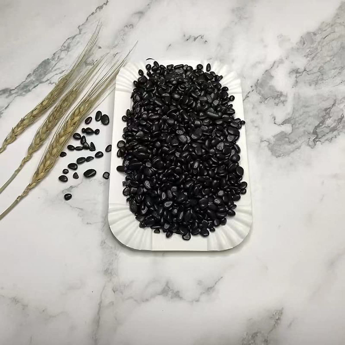 3.3 lb Black Rock, Decorative Polished Pebbles for Plants, Landscapes, Gardens, Fish Tanks, vase fillings, etc, 0.1 to 0.3 inches