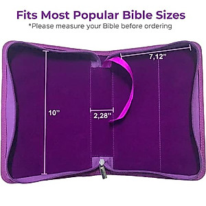 Bible Covers for Women and Girls - Leather Bible Case Bag Large and Medium Size Fits Books Up to 10.1 x 7 x 1.9 Inches - Gift for Women Bright Goods by DEHITE - Purple Faux PU Leather Bible Accessory