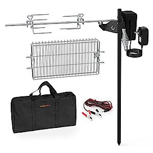 only fire Outdoor Open Flame Camping Grill, Campfire Cooking Accessories, Cooking over Any Grill or Fire - Include Motor, Power Adapter, Car Charging Cable and Bag