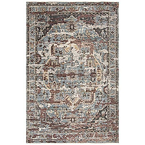 SAFAVIEH Izmir Collection 8' x 10' Blue / Light Brown IZM101T Hand-Knotted Traditional Premium New Zealand Wool Area Rug