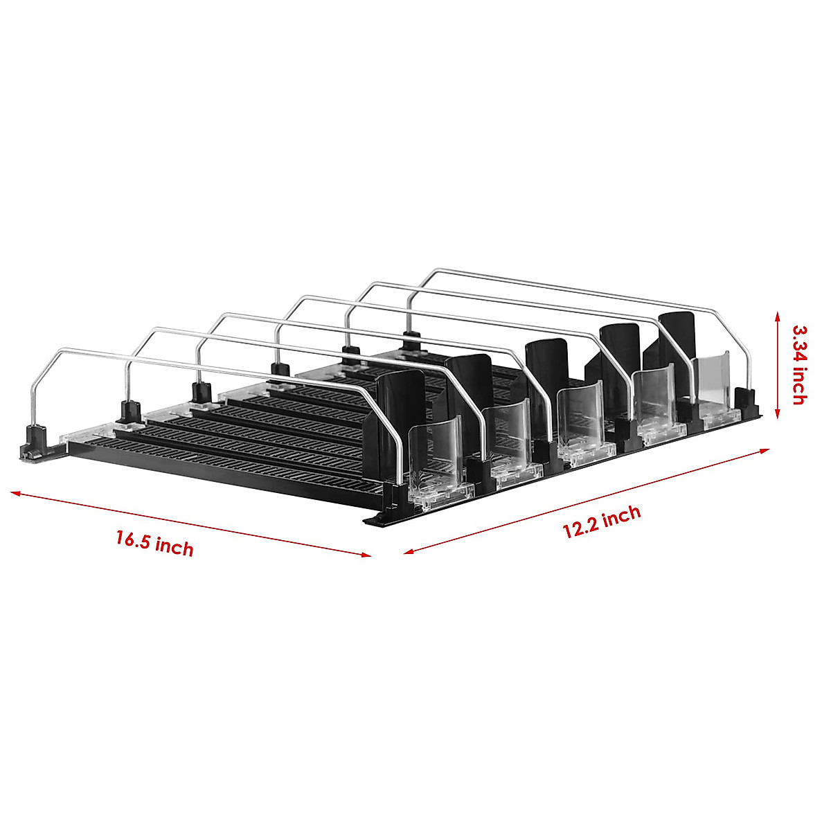 Jahy2Tech 5 Rows Soda Can Organizer for Refrigerator Automatic Pusher Glide Holds up to 30 Cans Self Pushing Drink Organizer Black