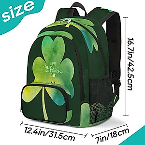 St. Patrick's Day St. Patrick's Day Clover Bookbag School Backpack Teens Girls Boys Schoolbag Shoulder Computer Hiking Gym Travel Casual Travel Daypack