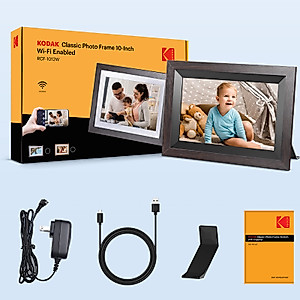 KODAK 10.1 Inch Smart WiFi Digital Picture Frame 1280x800 Touch Screen,Auto-Rotate, Built in 16GB Memory, Share Moments Instantly via Kodak App from Anywhere(Wood)