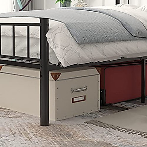 Twin Bed Frame Twin Platform Bed Frames with Headboard & Footboard Heavy Duty Twin Size Bed Frames with Steel Slat Support Under Bed Storage, Mattress Foundation, No Box Spring Needed, Black