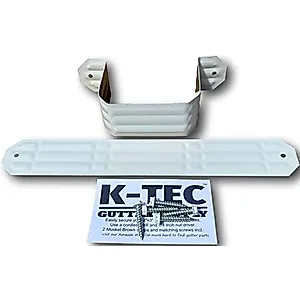 K-TEC (2 Pack) Downspout Strap for 2 inch x 3 inch Aluminum Rain Gutter - Leader Pipe Adapter with Color Matched Screws. Low Gloss White Set of 2 for 1 Downspout.