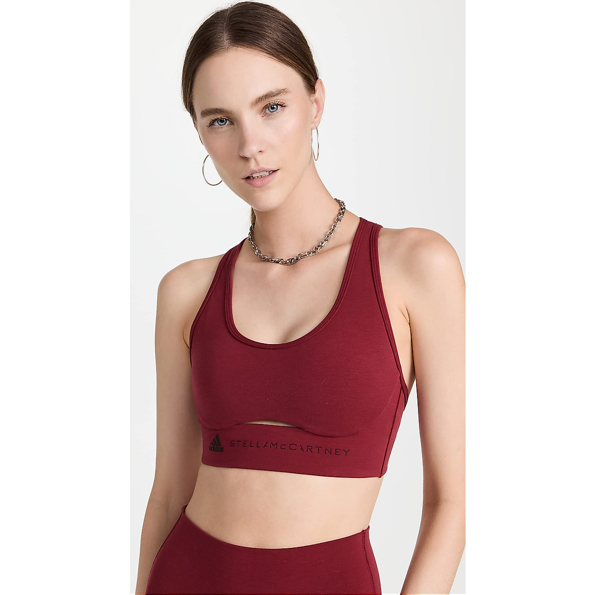 adidas by Stella McCartney Women's TrueStrength Yoga Medium Support Bra, Collegiate Burgundy, Red, XS