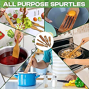 Spurtles Kitchen Tools As Seen On TV, 5 PCS Wooden Spurtle Set, Spurtles Kitchen Tools Wooden for Cooking in Nonstick Cookware, for Salad Mixing, Serving, Spreading, Stirring & Folding