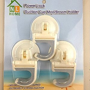 NL HOME Suction Cup Hooks, Wreath Hangers for Glass Door or Window, Set of 3 Multi Purpose Powerful Vacuum Suction Utility Hooks for Bathroom Kitchen Warehouse Garage, White