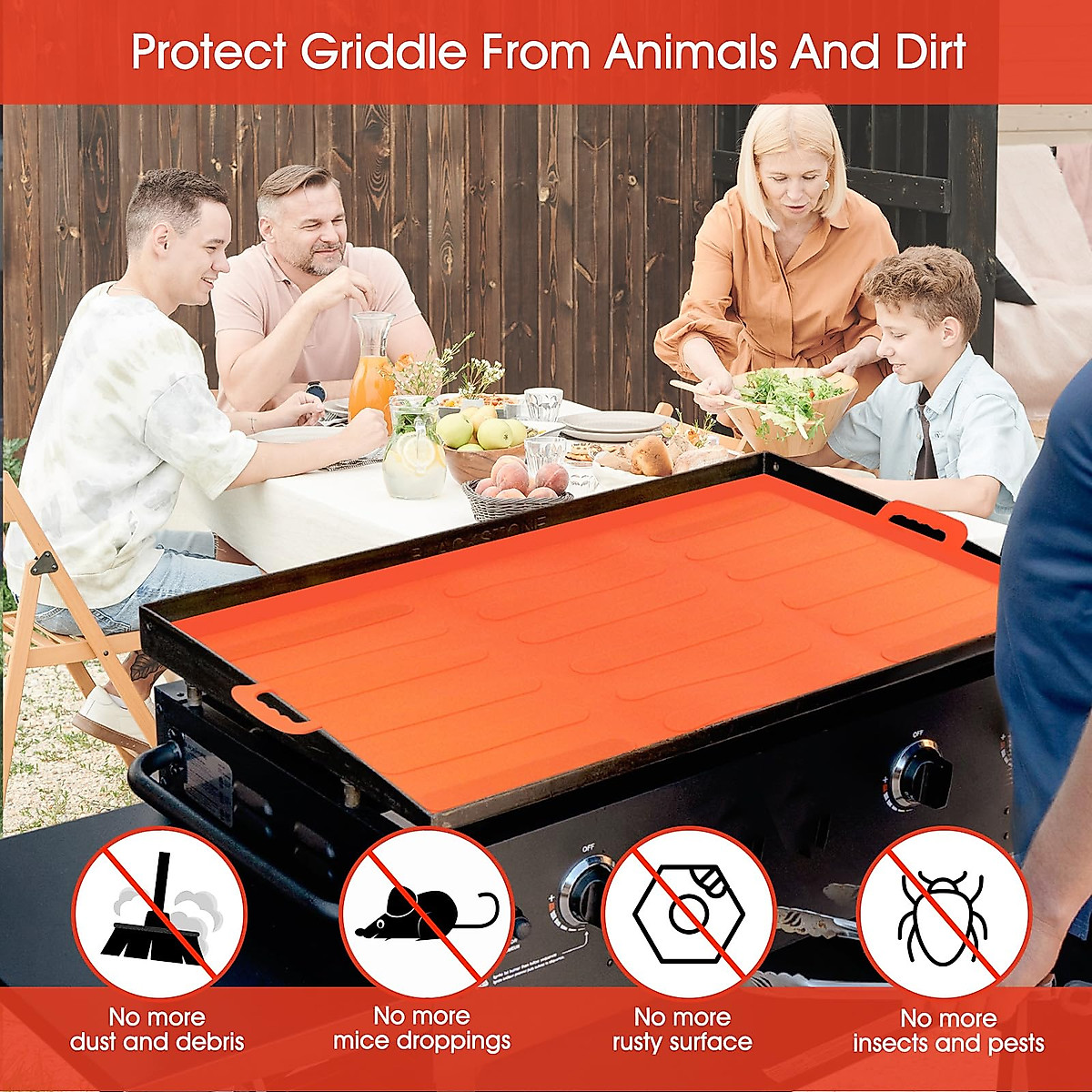 Silicone Griddle Mat for Blackstone,Polished Bottom Surface Grill Cover for Blackstone Protector Outdoor,Heavy Duty Food Grade Silicone Mat,Protective Cover for Outdoor Barbecue Tools (28in)