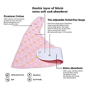 MiiYoung 10-Pack Baby Girl Bandana Drool Bibs for Drooling and Teething